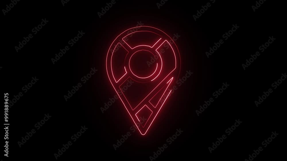 Google Maps Animated Icon. Neon Google Maps Badge Inside Circle ...