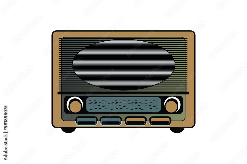 Old radio player icon. Vintage receiver design for enjoying classic ...