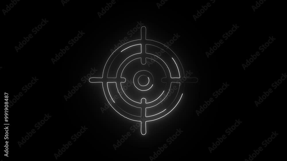 Target Animated Icon. Neon Target Badge Inside Circle. Aim Symbol ...