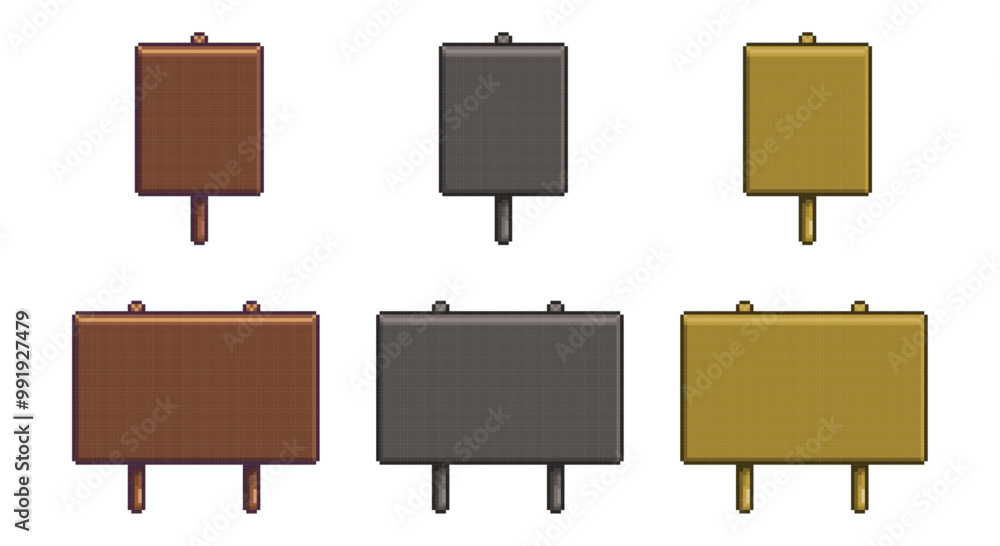signs pixel art set. Signboards collection. 8 bit sprite. signboards ...