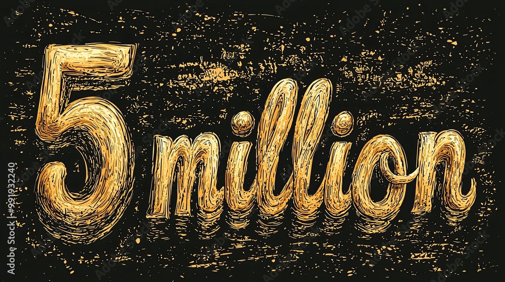 An intricate, artistic representation featuring the number '5 million ...