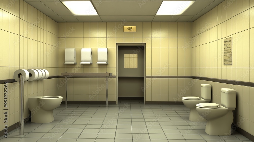 In this photograph, we see a handicap-accessible bathroom stall with a ...