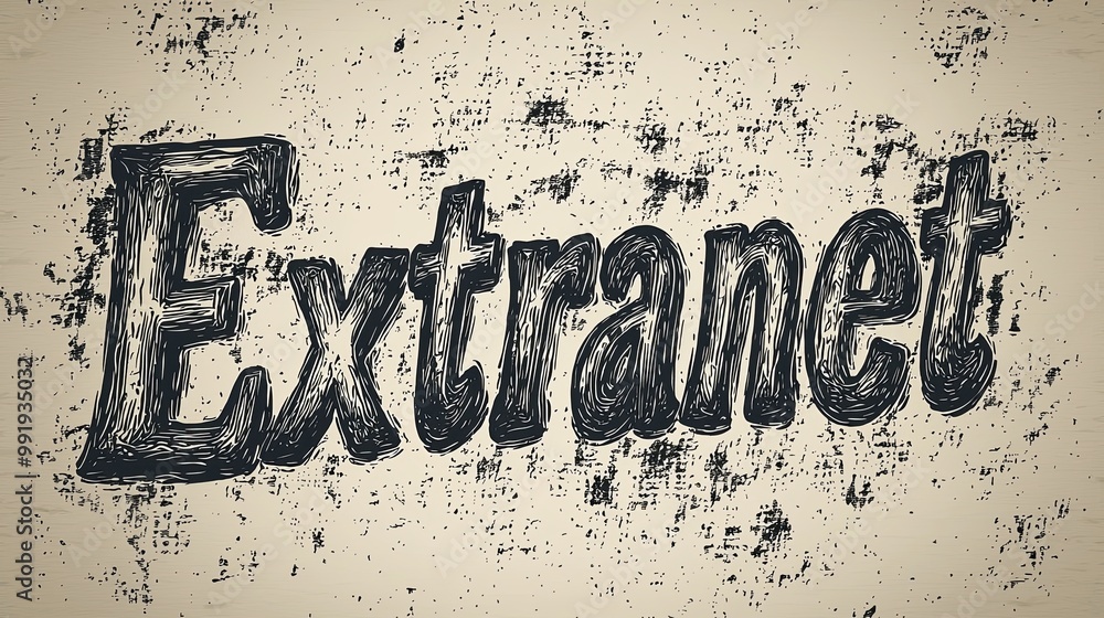 ‘Extranet’ is stylized in scratchy, hand-sketched typography on an off ...