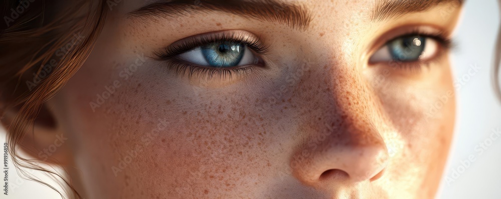 3D high-resolution render of a realistic human face with detailed skin ...