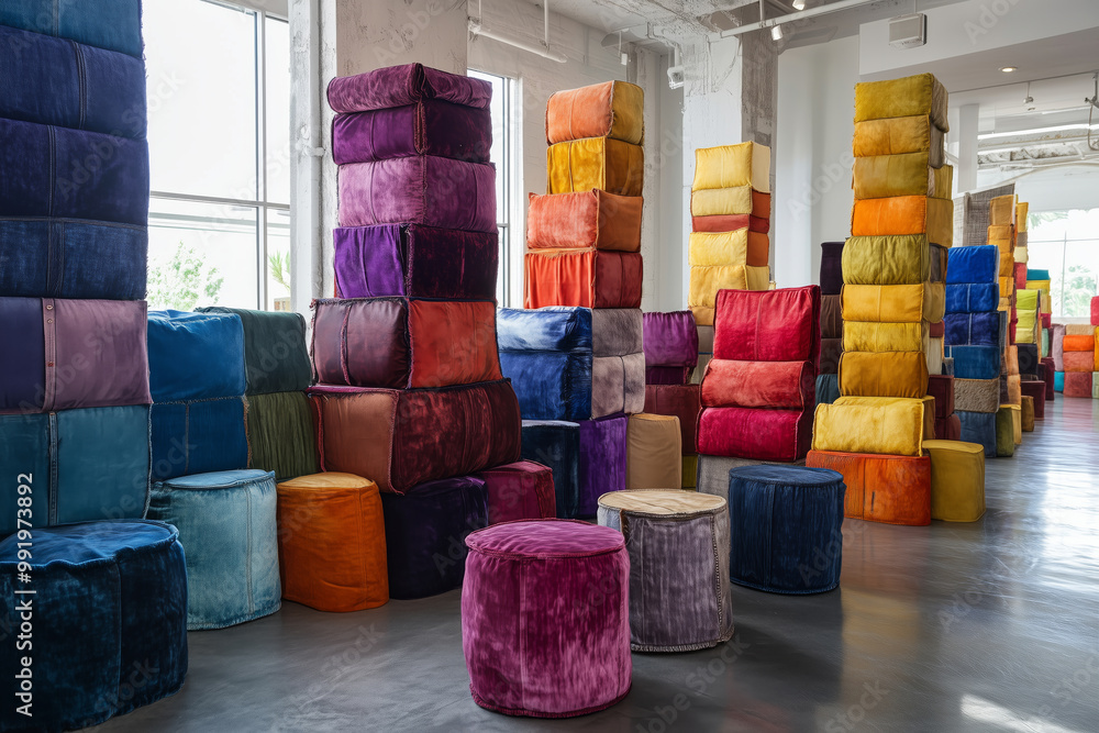 Exploring vibrant colors in an avant-garde art installation filled with ...
