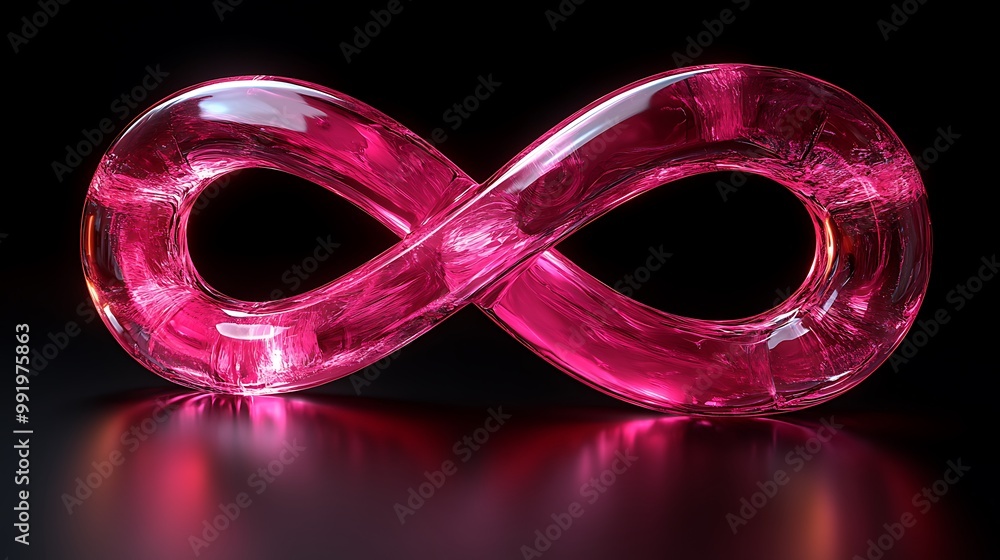 ภาพประกอบสต็อก pink infinity symbol made of glowing particles on a ...
