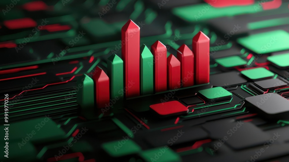 Risk analysis, red and green indicators on a digital dashboard, 3D ...