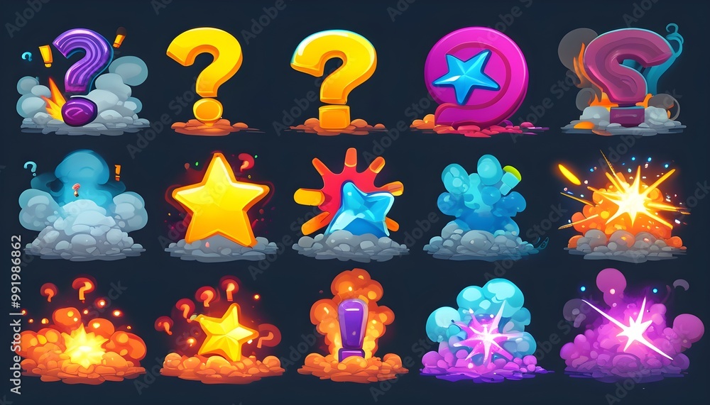 Dynamic Collection of Timeless 2D Cartoon FX Elements Featuring Flash ...