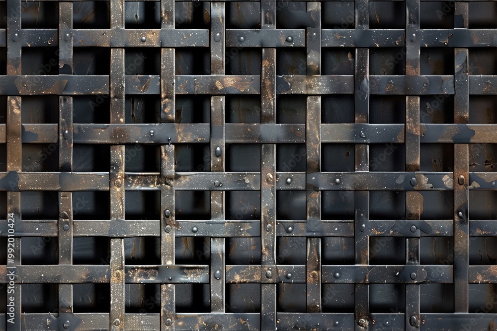Seamless textured metal grate lattice pattern, featuring interwoven ...