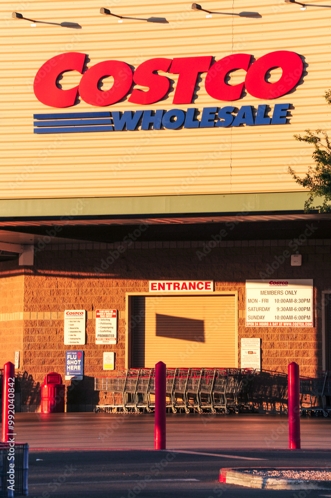 A vertical exterior view of a Costco Wholesale store in Mesa, Arizona ...