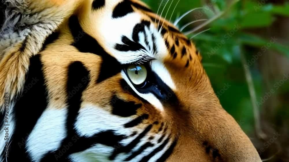 Close up on a tiger eyes waiting in the bushes for his pray Stock Video ...