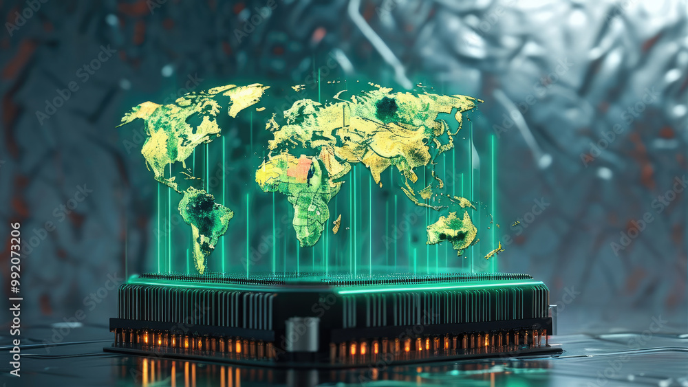 Microprocessor Transforming into a World Map: A Fusion of Technology ...