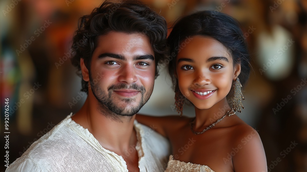 Multicultural family portrait with mixed-race parents and children: A ...