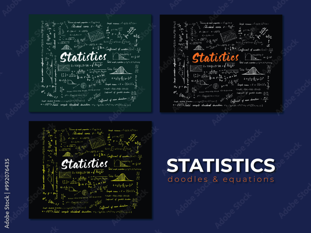 Statistics math law theory and mathematical formula equation doodle ...