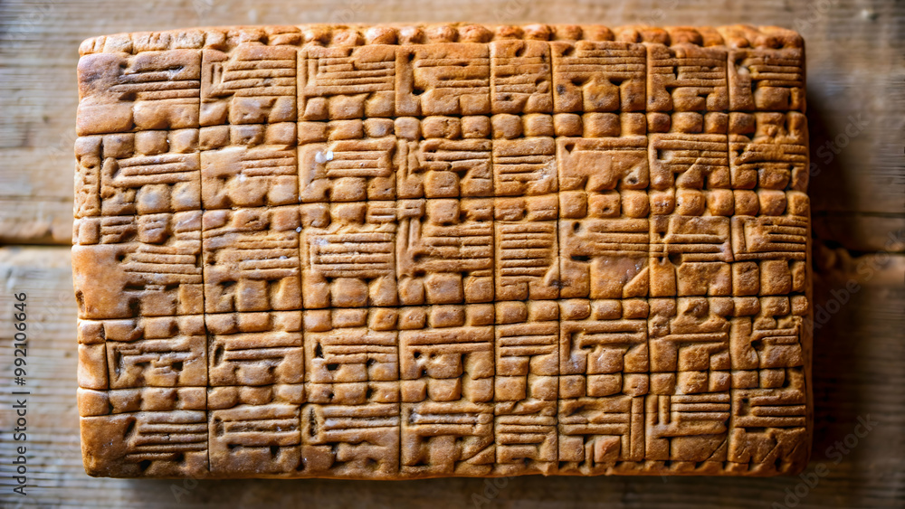 Ancient cuneiform clay tablet with Sumerian writing, Sumerian, clay ...