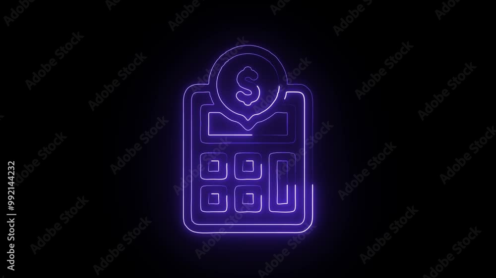Budgeting Animated Icon. Neon Budget Badge Inside Circle. Finance ...