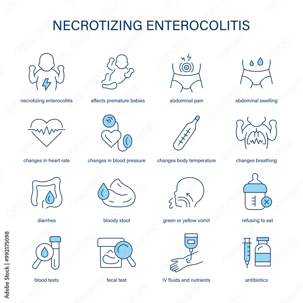 Necrotising Enterocolitis symptoms, diagnostic and treatment vector ...
