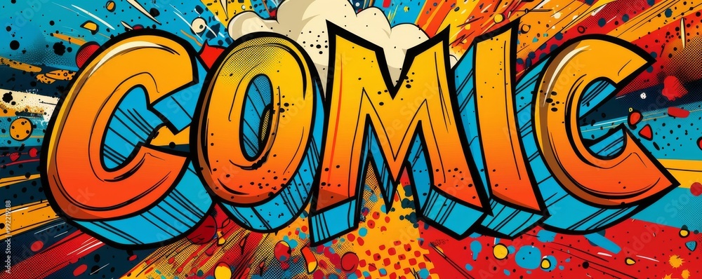 Eye-catching pop art background with "COMIC" inside. Dynamic visuals ...