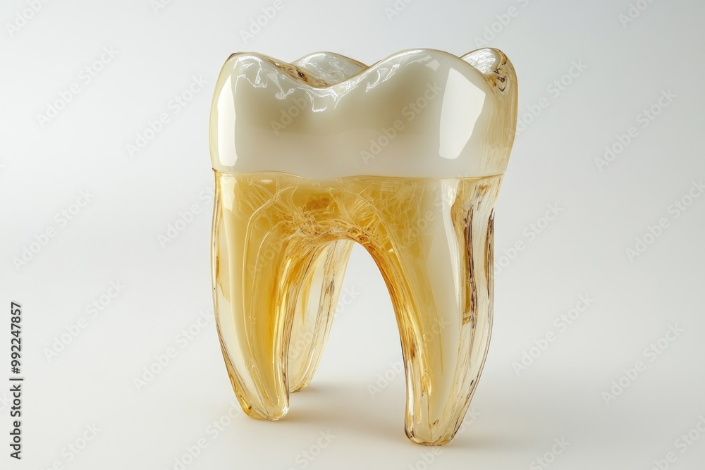 Crystal tooth sculpture displaying tooth anatomy in modern art style ...