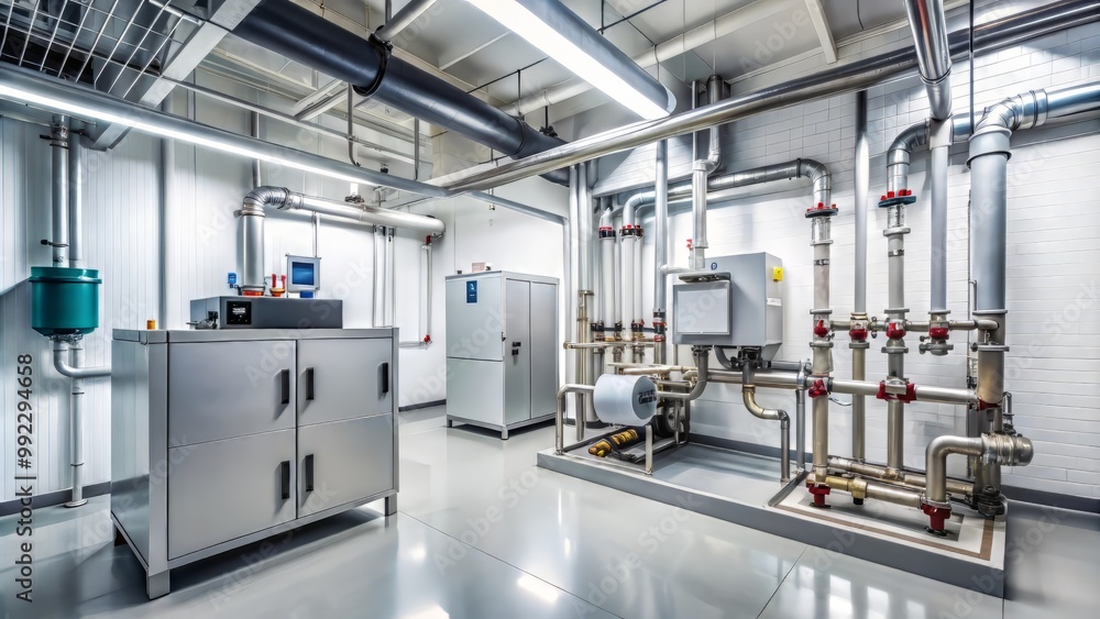 A modern CHP system installed in a hospital, showcasing the compact ...