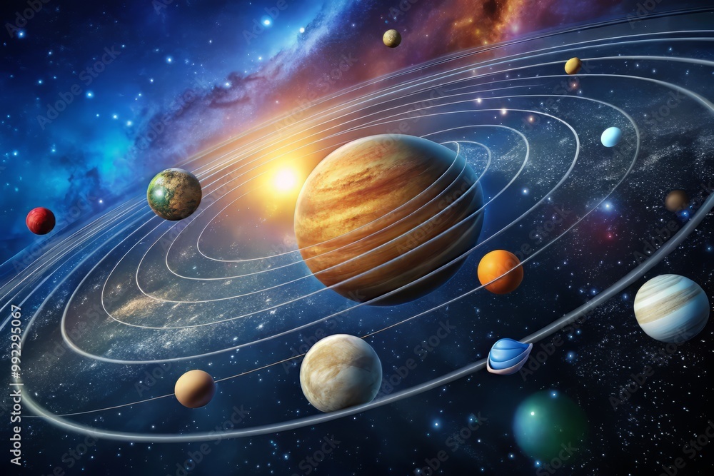 Planetary Orbit Chart with varied celestial bodies, including dwarf ...