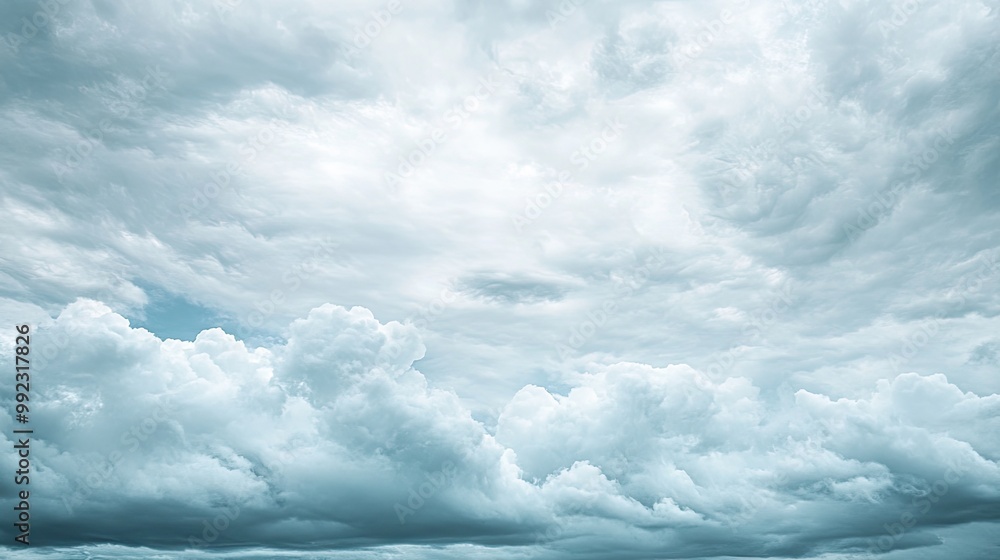 Dense stratus clouds spread across the sky, creating a grey and ...