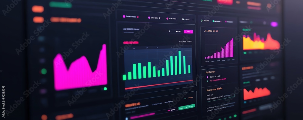 Dark mode website layout with glowing elements, trendy web design ...