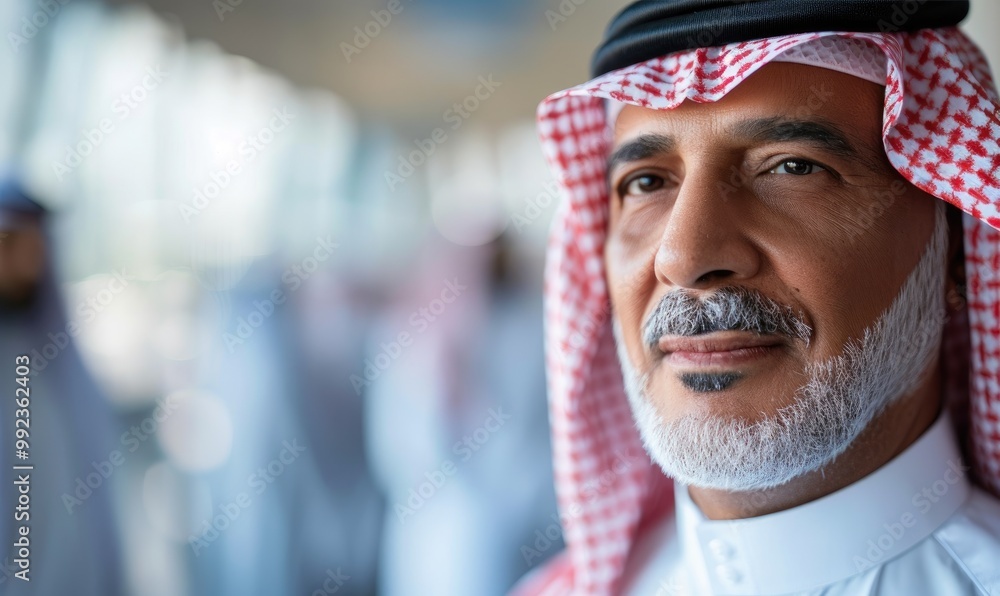 Saudi Workers Meeting in Traditional Attire: White Thobe and Red ...