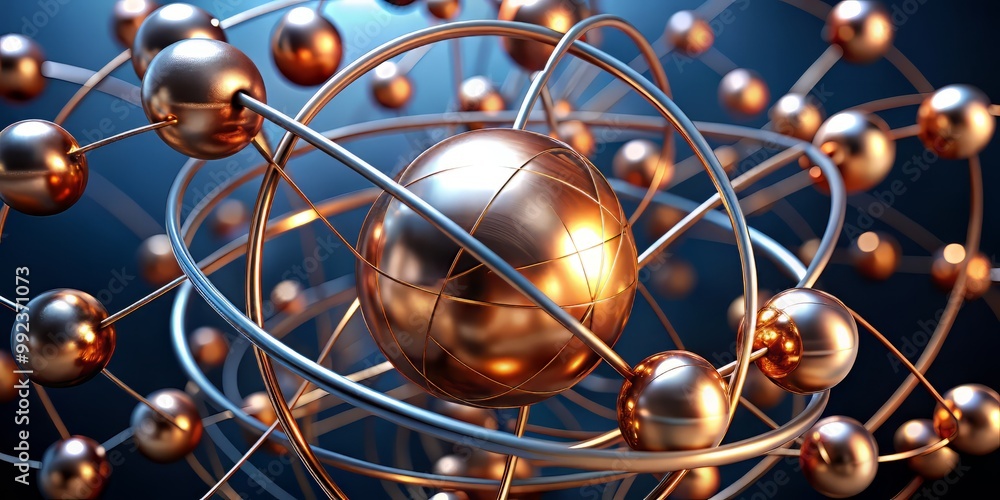 Atomic structure of a copper atom, high-quality rendering, 3D ...