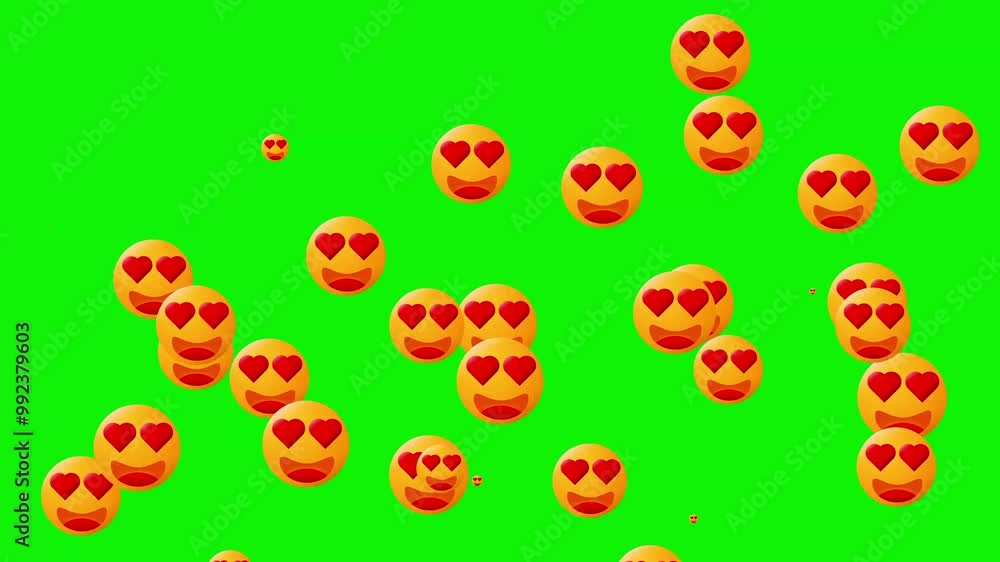 Animated heart smile emoticon in greenscreen background, illustration ...