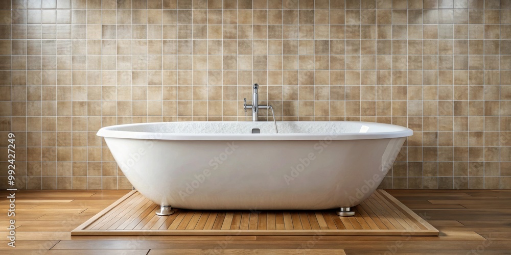 Overflowing bathtub in a bathroom, water, disaster, crisis, plumbing ...
