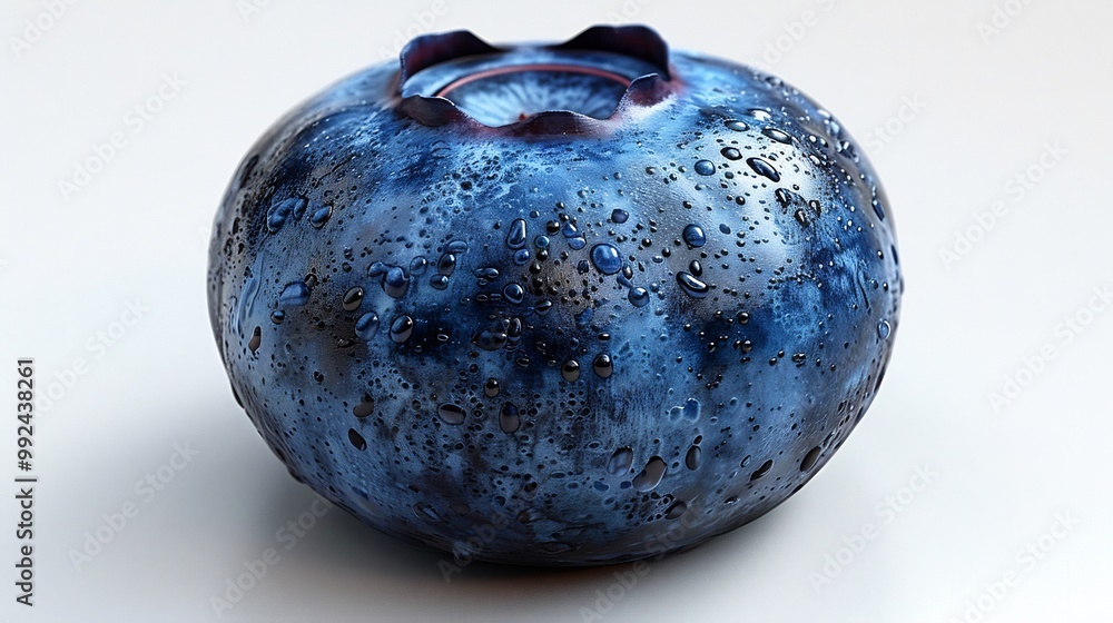 Single blueberry magnified reveal intricate texture subtle vein skin ...