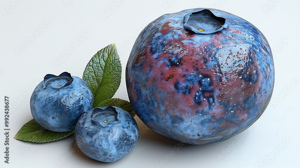 Single blueberry magnified reveal intricate texture subtle vein skin ...