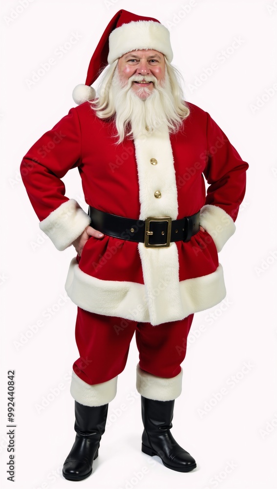 Santa Claus depicted in traditional red suit with jolly spirit ...