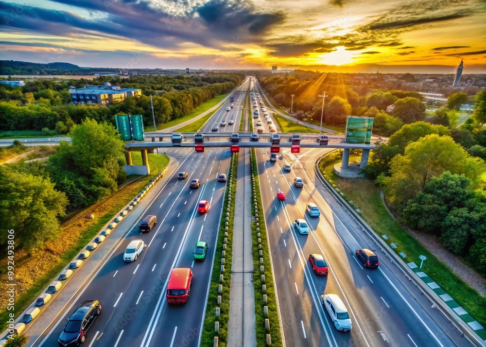 Comprehensive Driver's Test Scene with Road Signs, Traffic Lights, and ...