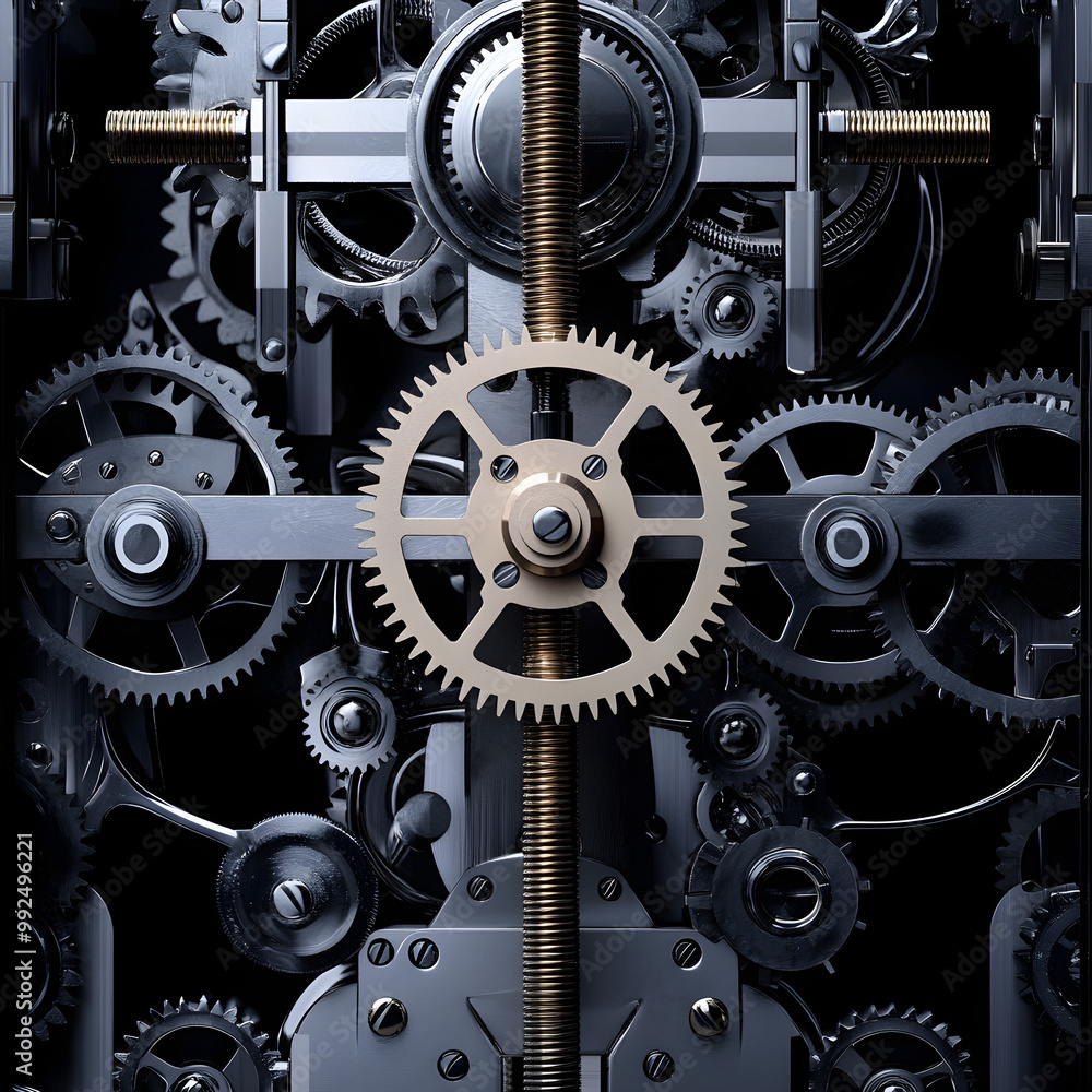 Interconnected Mechanical Gears and Pulleys Showcasing Motion and Force ...