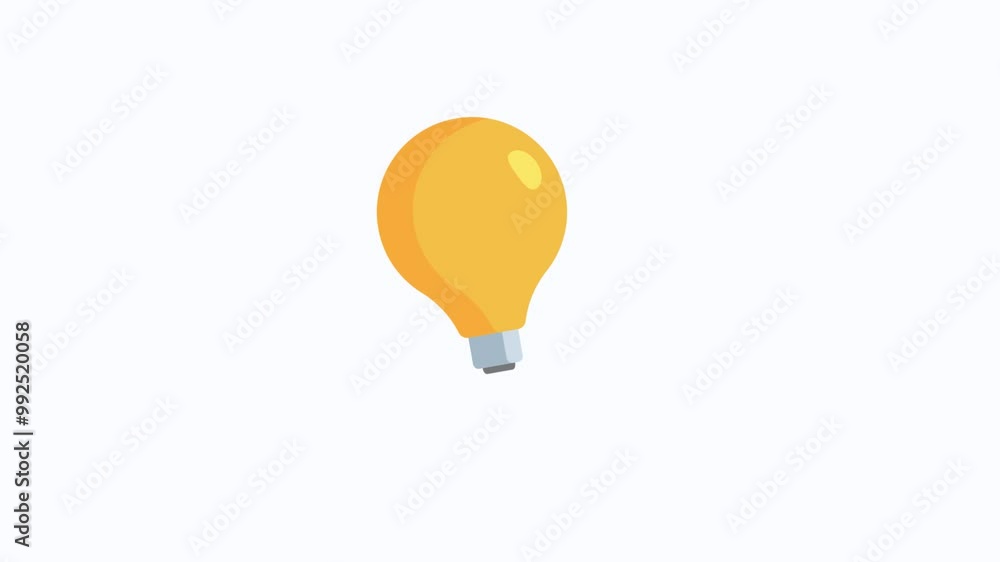 animasi gerak vector lampu bohlam menyala di latar belakang putih ...