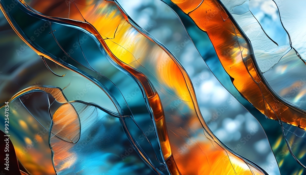 Abstract amber glass texture with smudged graphics creating a modern ...