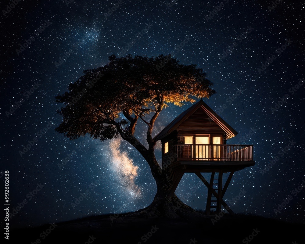 Tree house with a built-in observatory, perfect for stargazing and ...