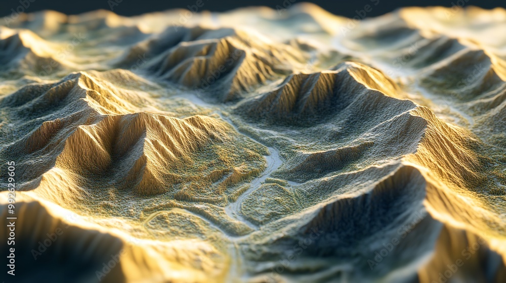 Digital 3D map terrain showcasing GIS geospatial data analysis Digital ...