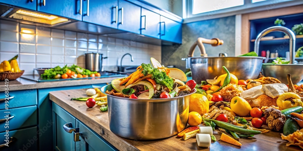 Disgusted by Unpleasant Food Waste in a Kitchen Setting, Highlighting ...