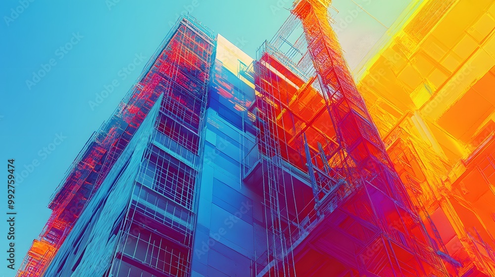 7. A time-lapse scene depicting the progression of a building from ...