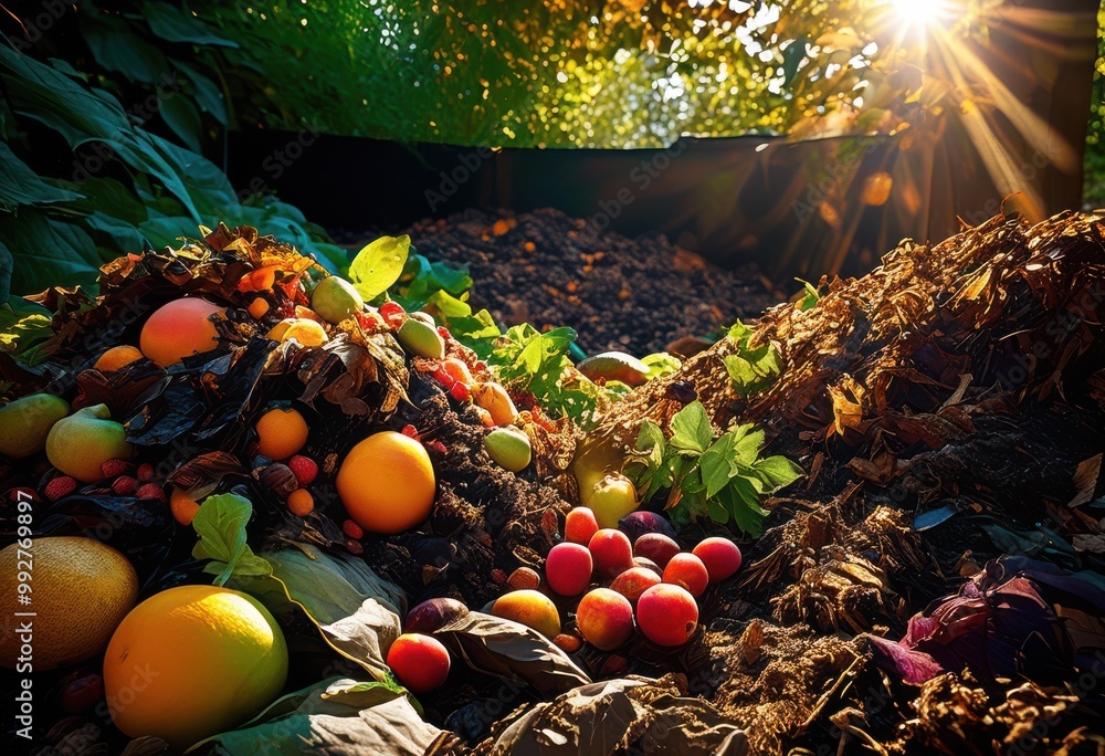 vibrant active compost pile displaying organic waste recycling rich ...