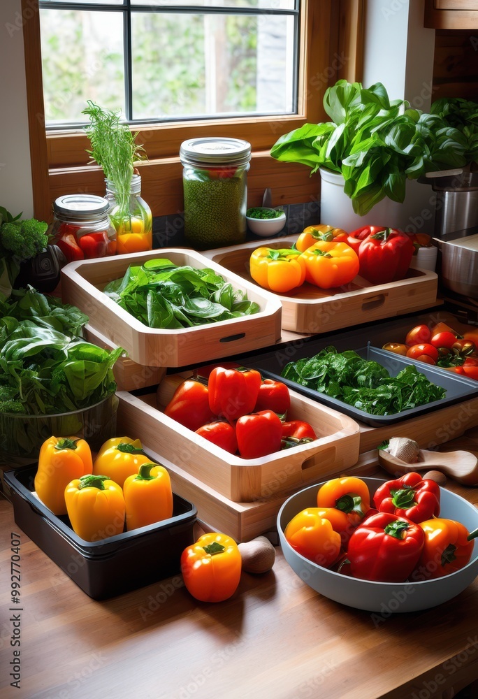 colorful allergy safe meal prep station featuring fresh organized clean ...