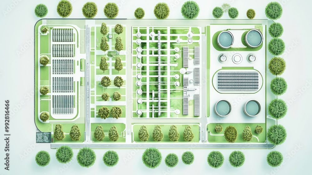 Architectural plan for an urban rainwater harvesting system, including ...