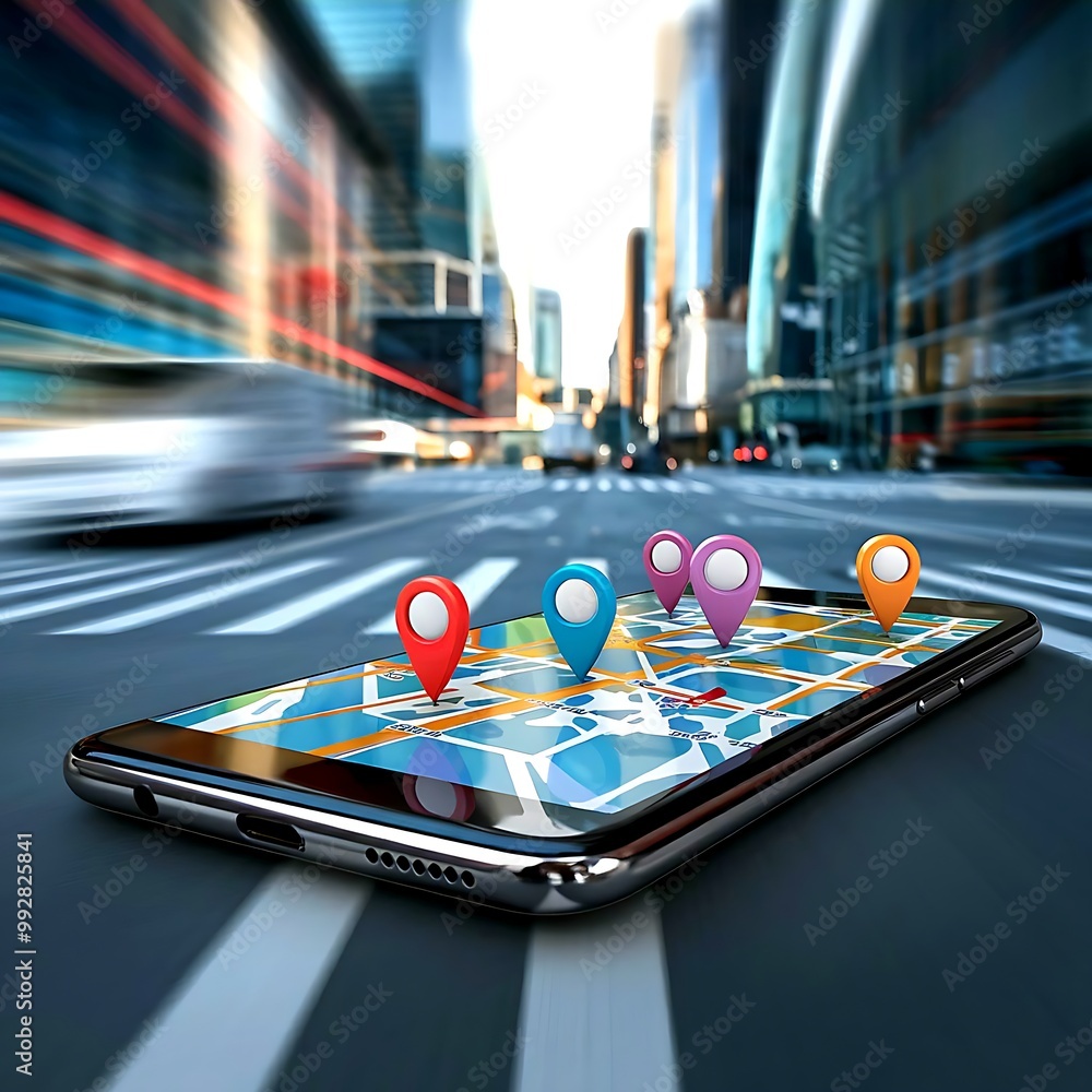 Technology and application mobile smartphone with screen showing ...