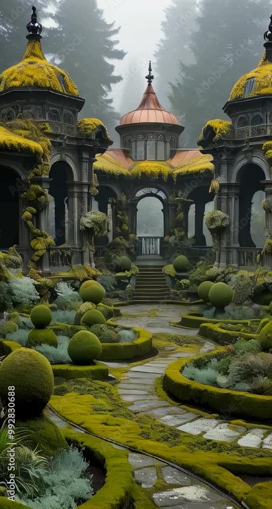 The most stunning endless botanical garden in the world, misty, ancient lichen and moss covered ...
