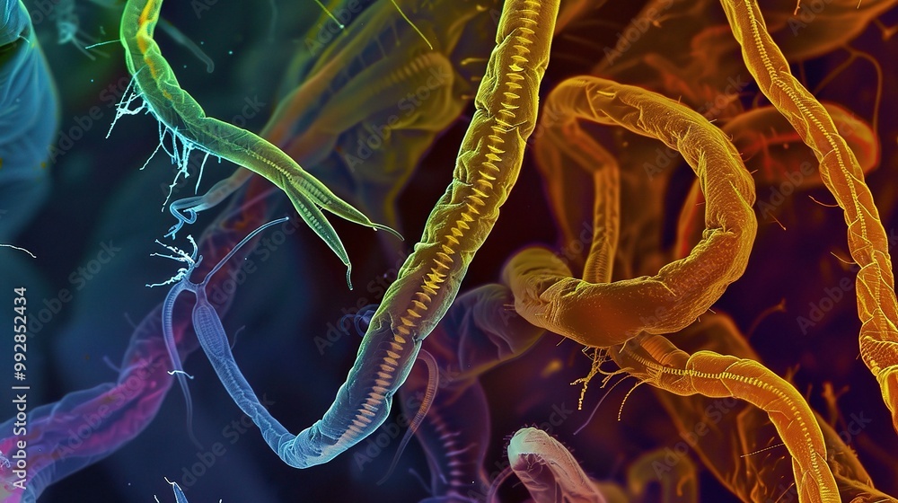 ภาพประกอบสต็อก Understanding Intestinal Roundworm: A Detailed Look at a ...