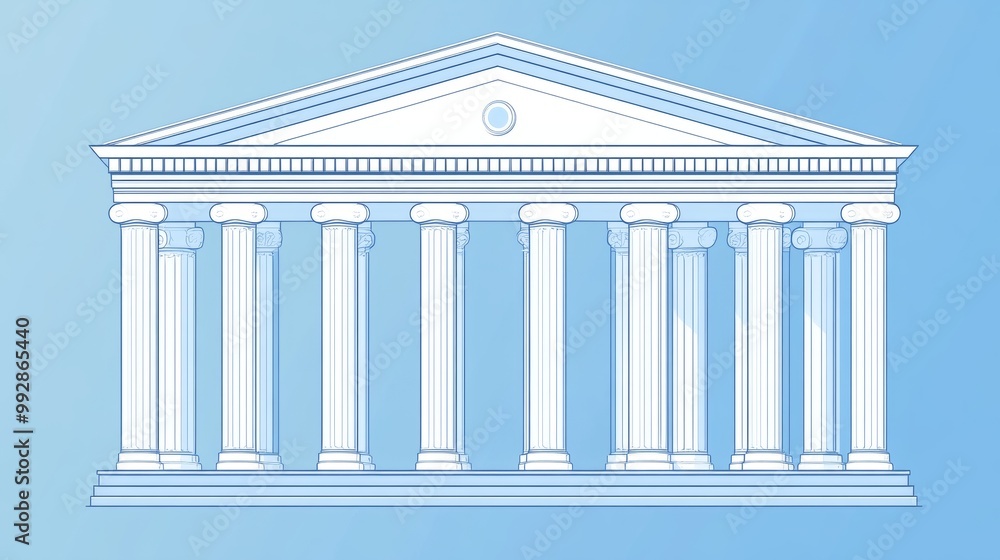 Pediment line concept. Ancient Greek and Roman architecture with ...