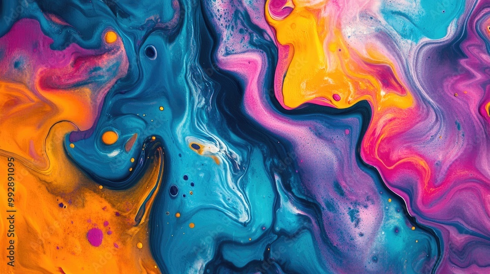 Psychedelic abstract background featuring a blend of acrylic paints ...